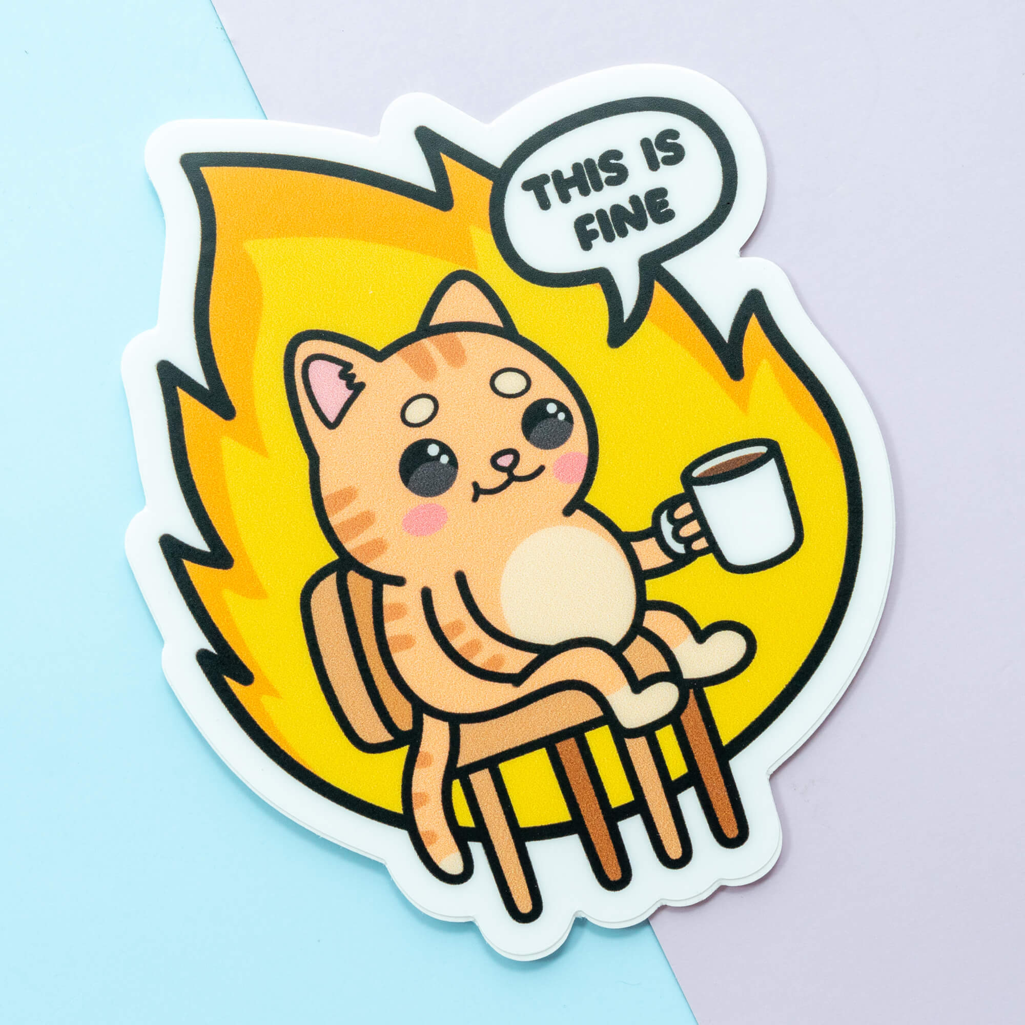 Funny Cat Meme This Is Fine Vinyl Stickers – Moonmoli
