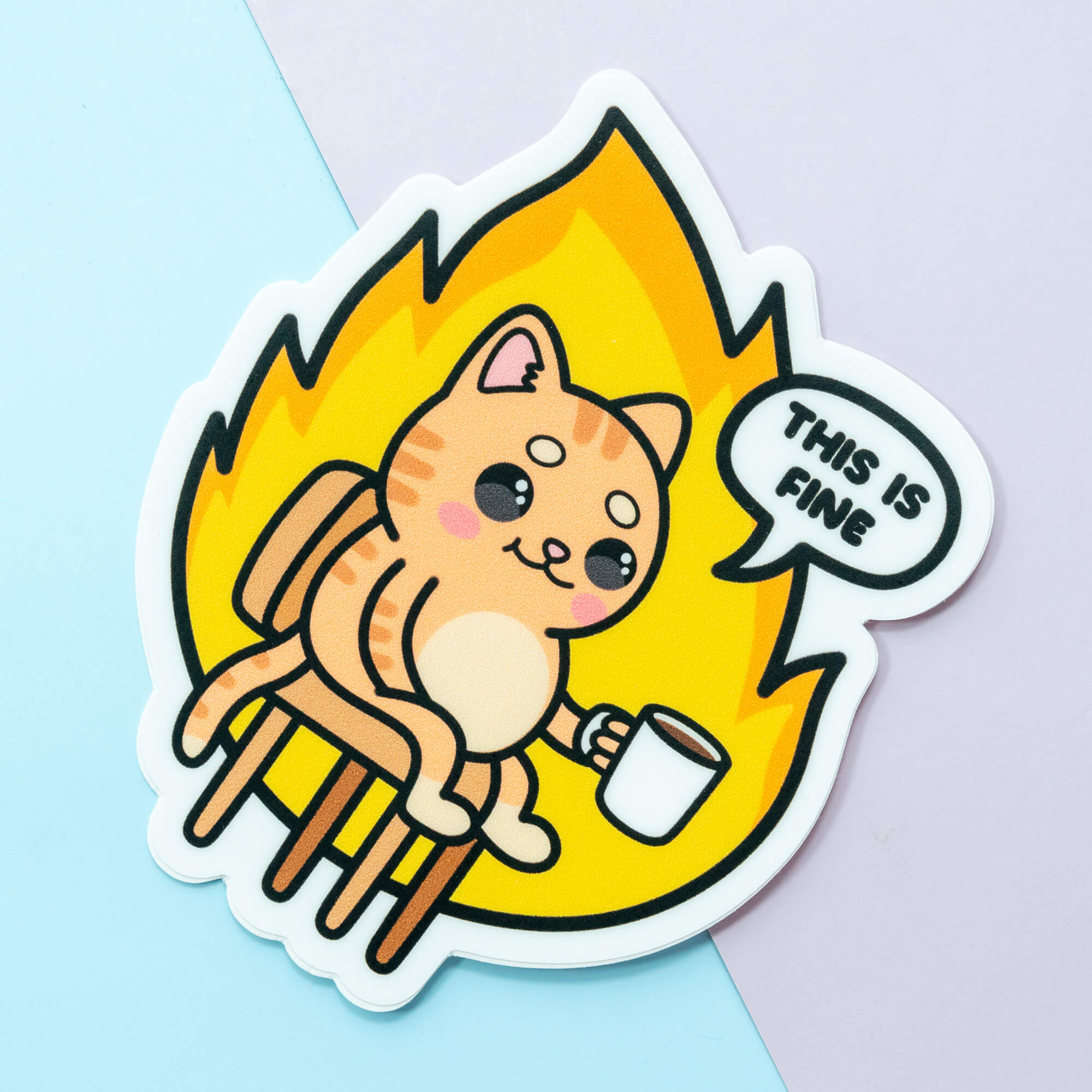 Funny Cat Meme This Is Fine Vinyl Stickers – Moonmoli