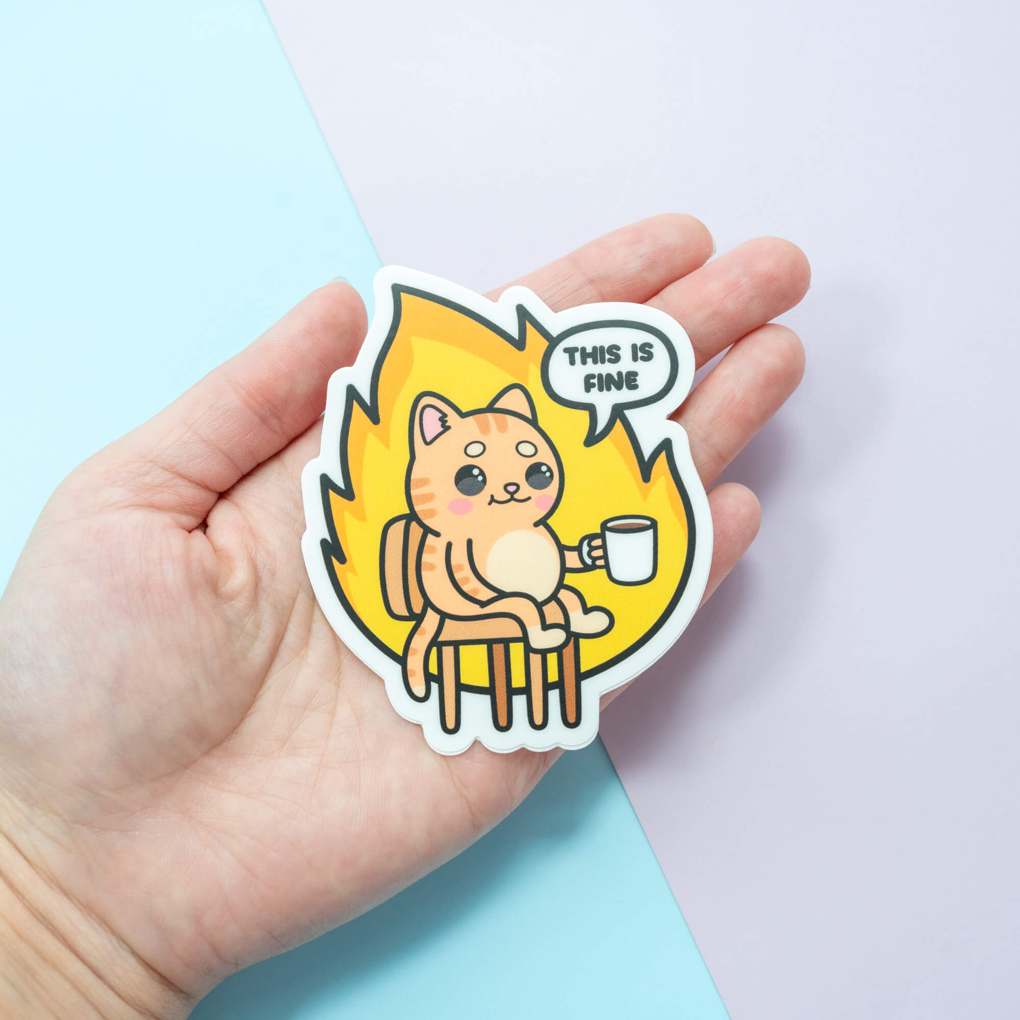 Funny Cat Meme This Is Fine Vinyl Stickers – Moonmoli