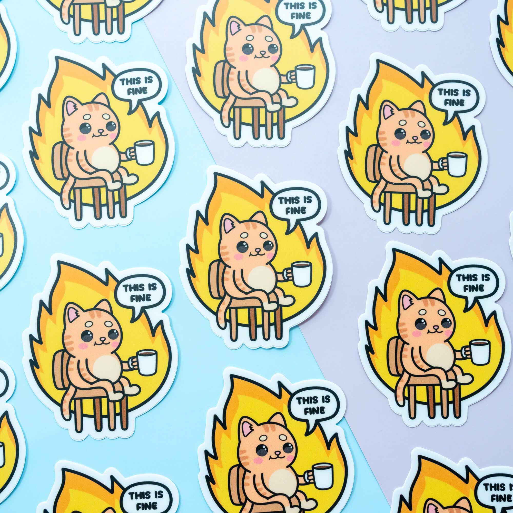 Funny Cat Meme This Is Fine Vinyl Stickers – Moonmoli
