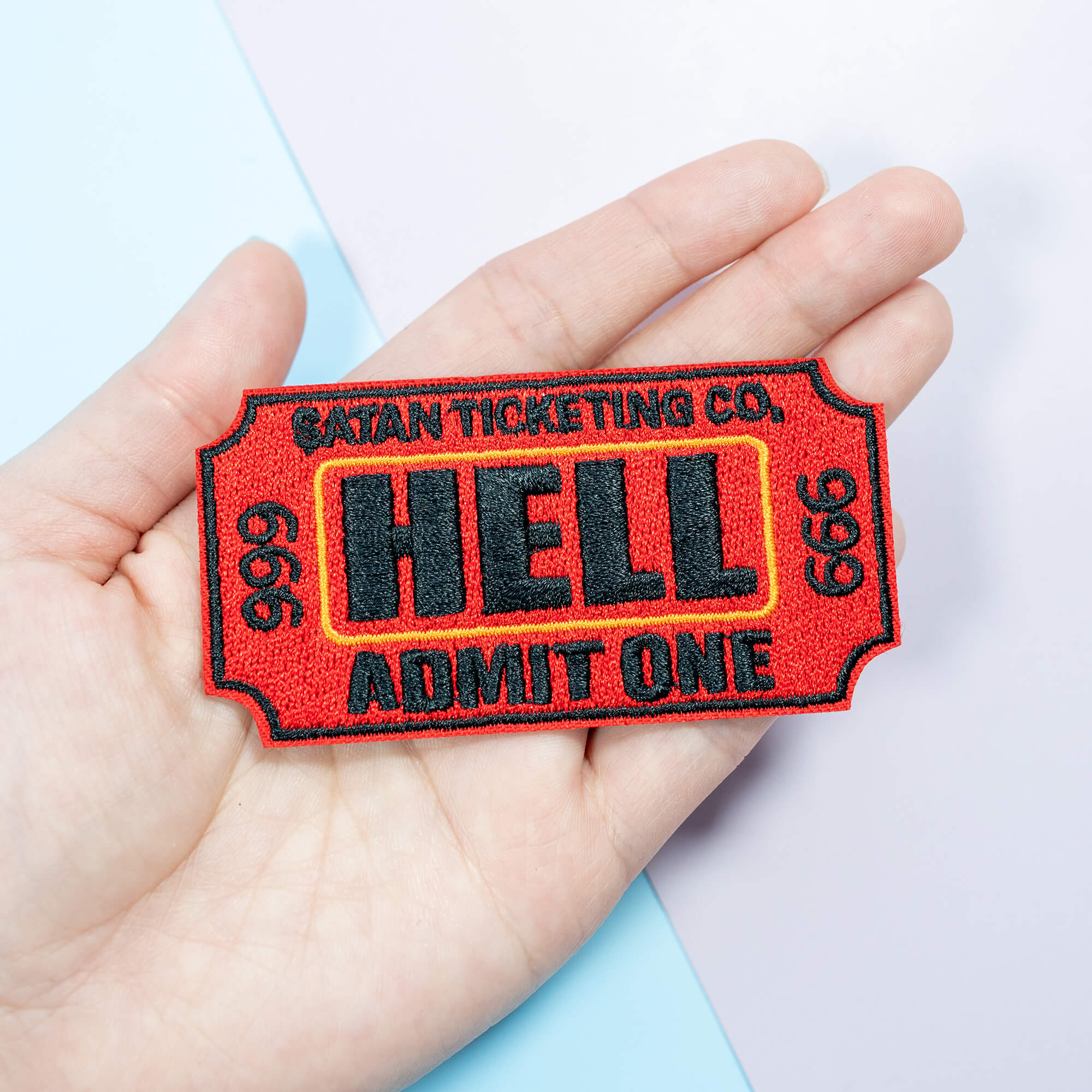 Ticket to Hell Admit One Iron On Embroidered Patches – Moonmoli