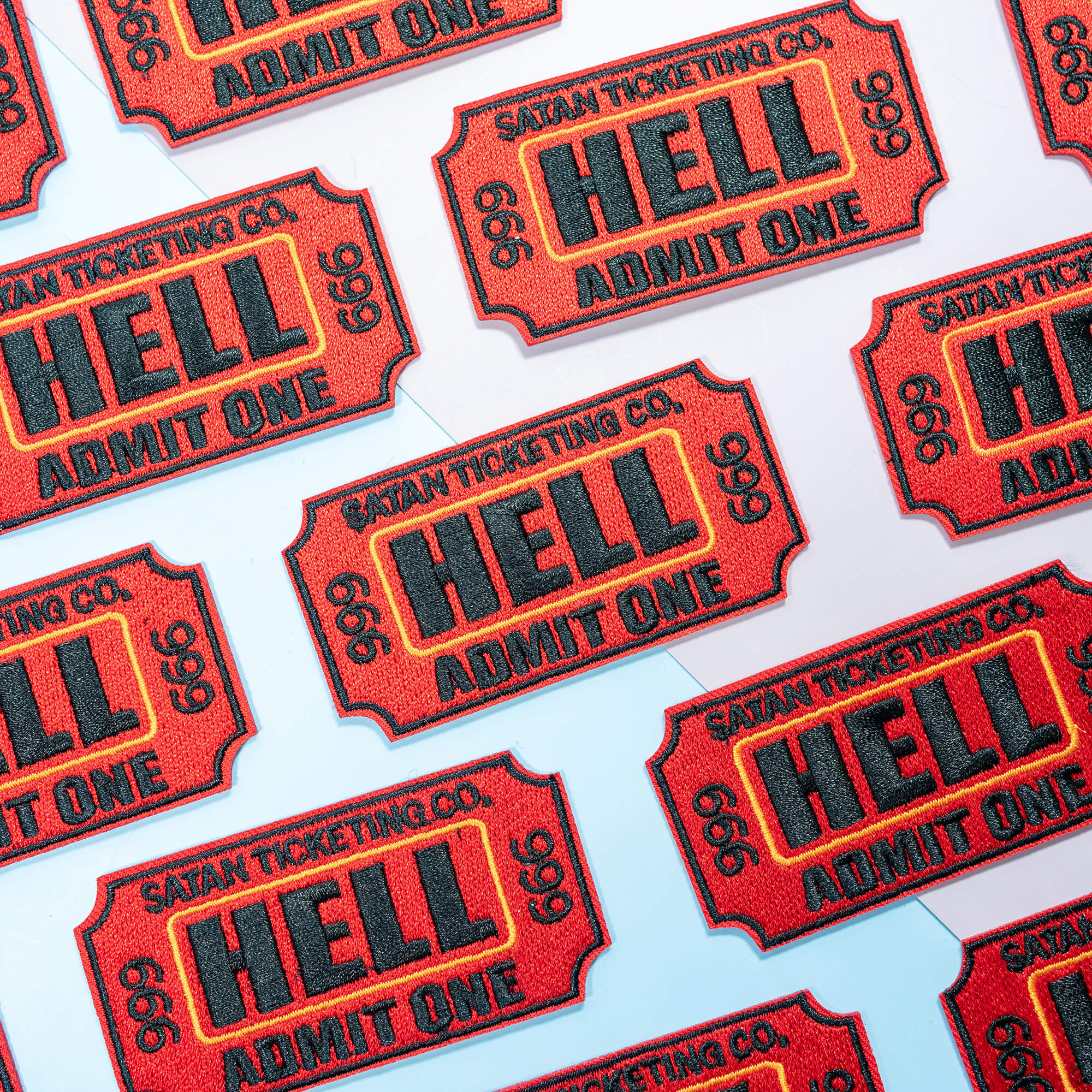 Ticket to Hell Admit One Iron On Embroidered Patches – Moonmoli
