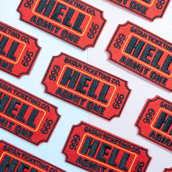 Ticket to Hell Admit One Iron On Embroidered Patches – Moonmoli