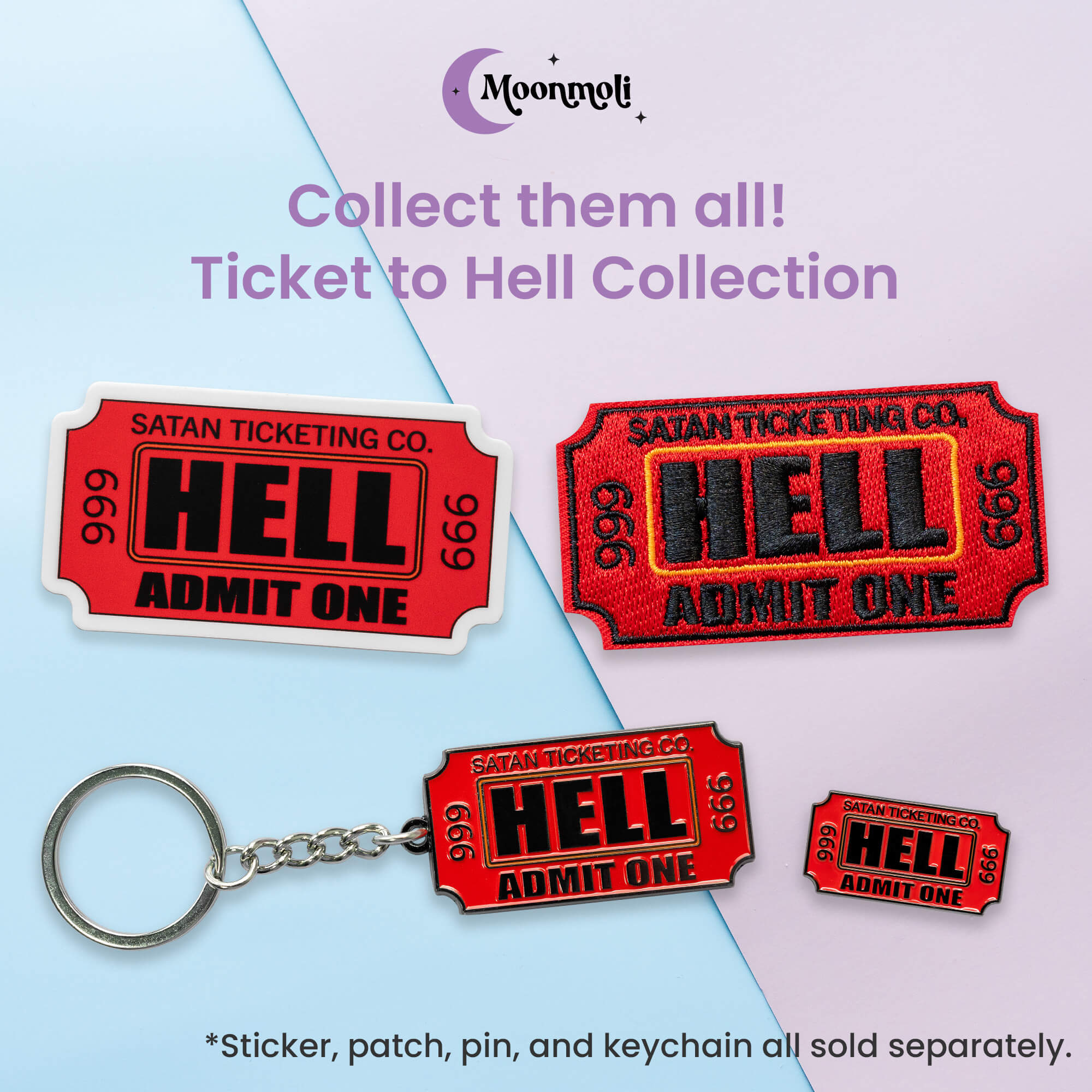 Ticket to Hell Admit One Iron On Embroidered Patches – Moonmoli