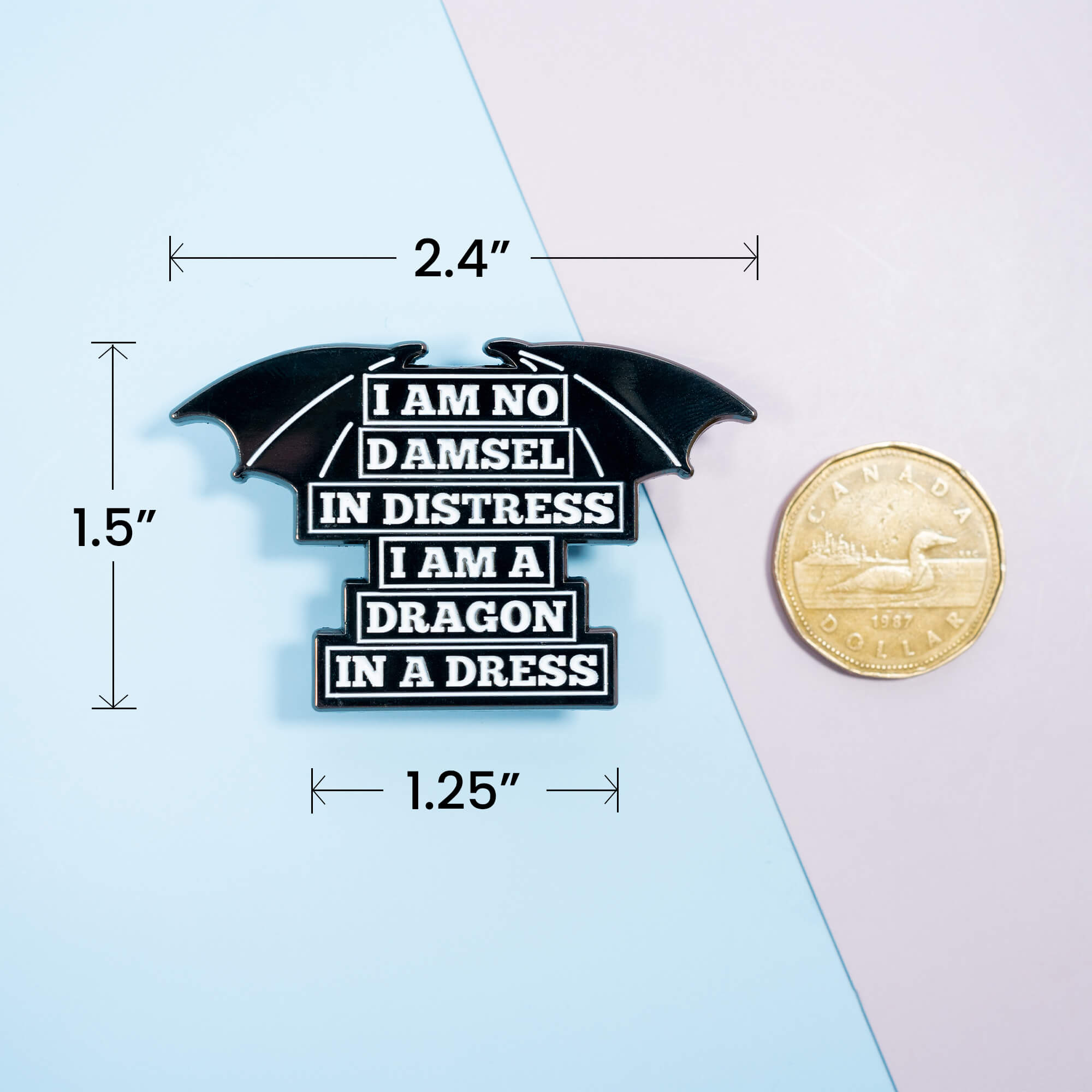 I Am No Damsel in Distress I Am A Dragon In A Dress Enamel Pin – Moonmoli