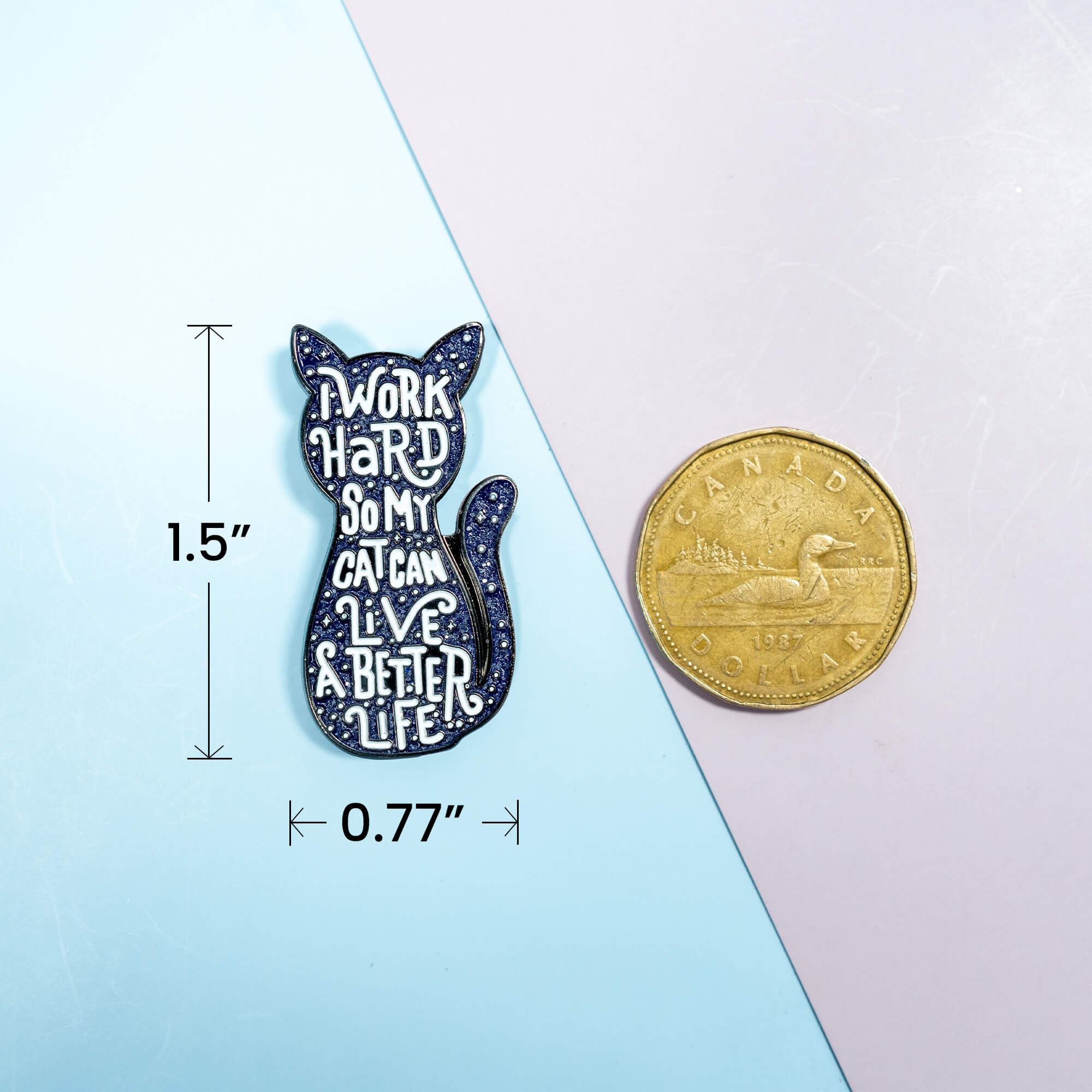 I Work Hard So My Cat Can Live A Better Life Enamel Pin with Glitter ...
