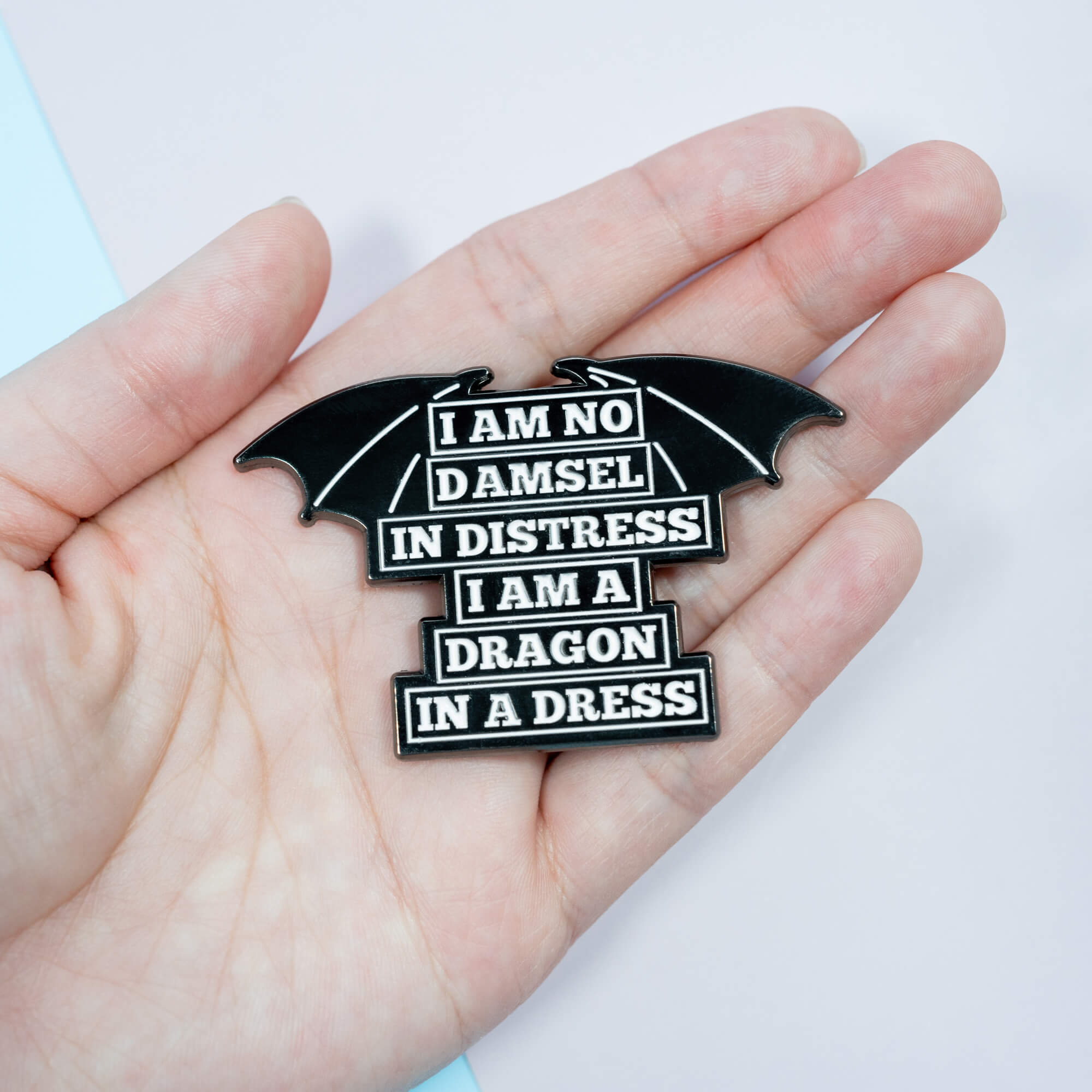 I Am No Damsel in Distress I Am A Dragon In A Dress Enamel Pin – Moonmoli